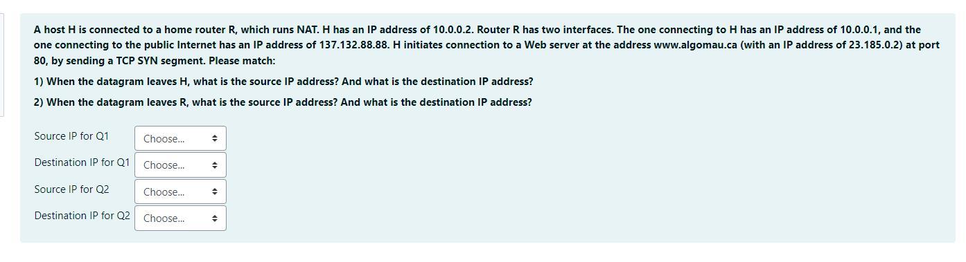 Solved 80 , by sending a TCP SYN segment. Please match: 1) | Chegg.com
