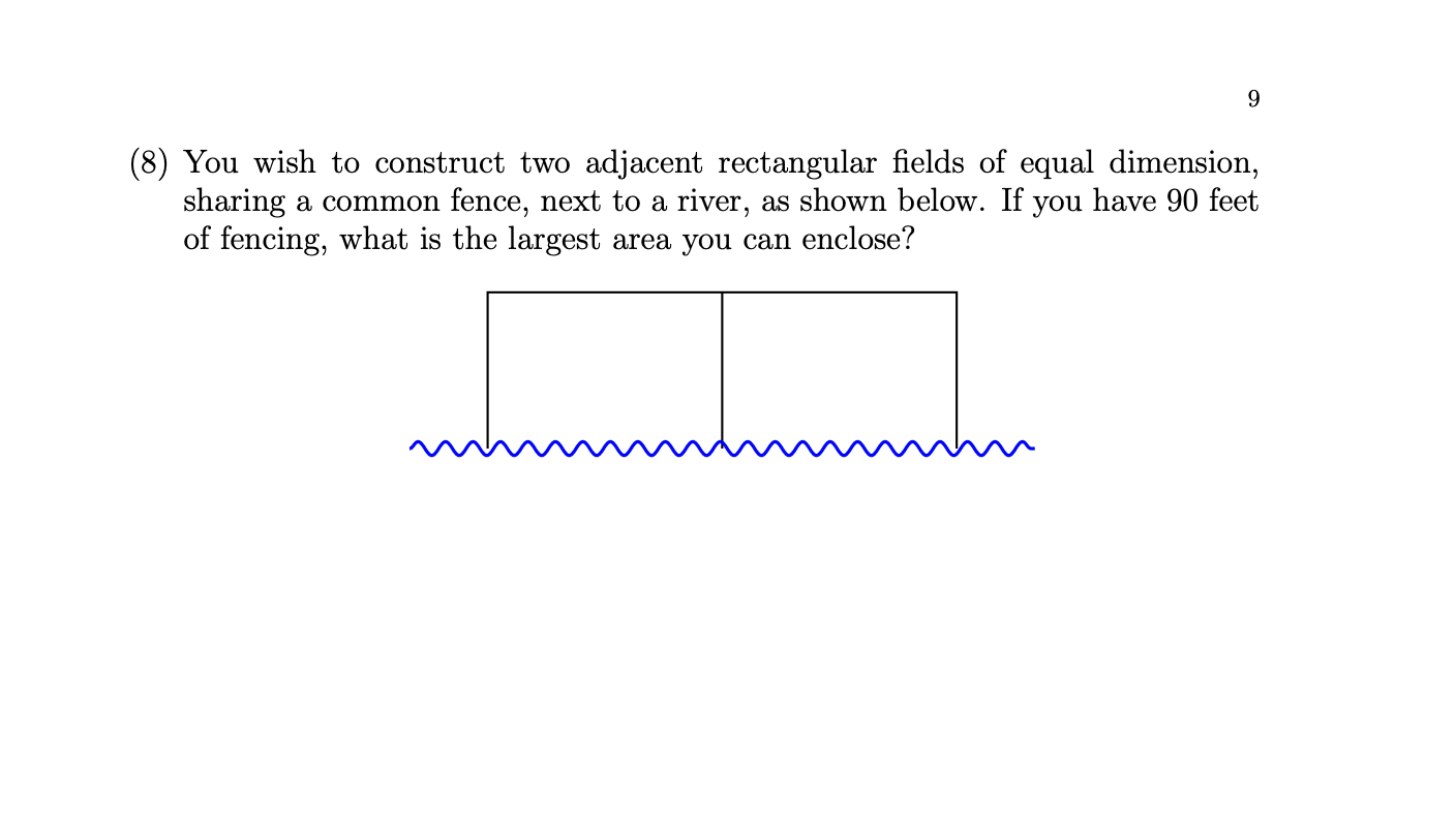 Solved 9 (8) You wish to construct two adjacent rectangular | Chegg.com