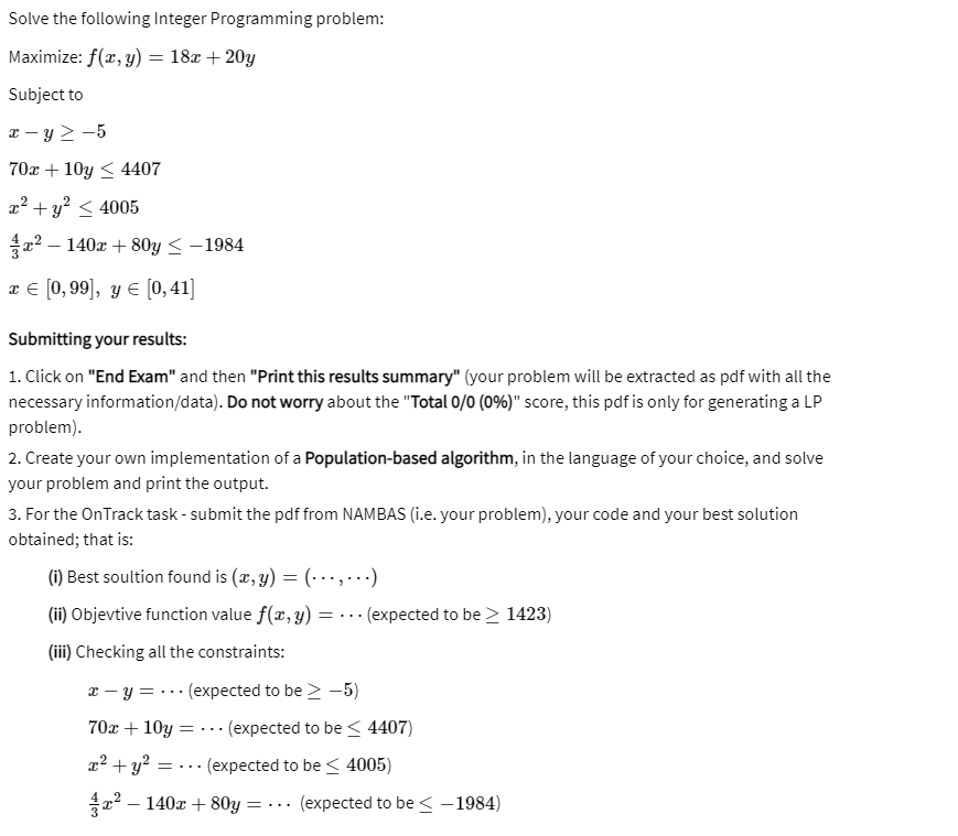 Solve the following Integer Programming problem: | Chegg.com