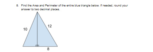 Solved 8. Find the area and Perimeter of the entire blue | Chegg.com