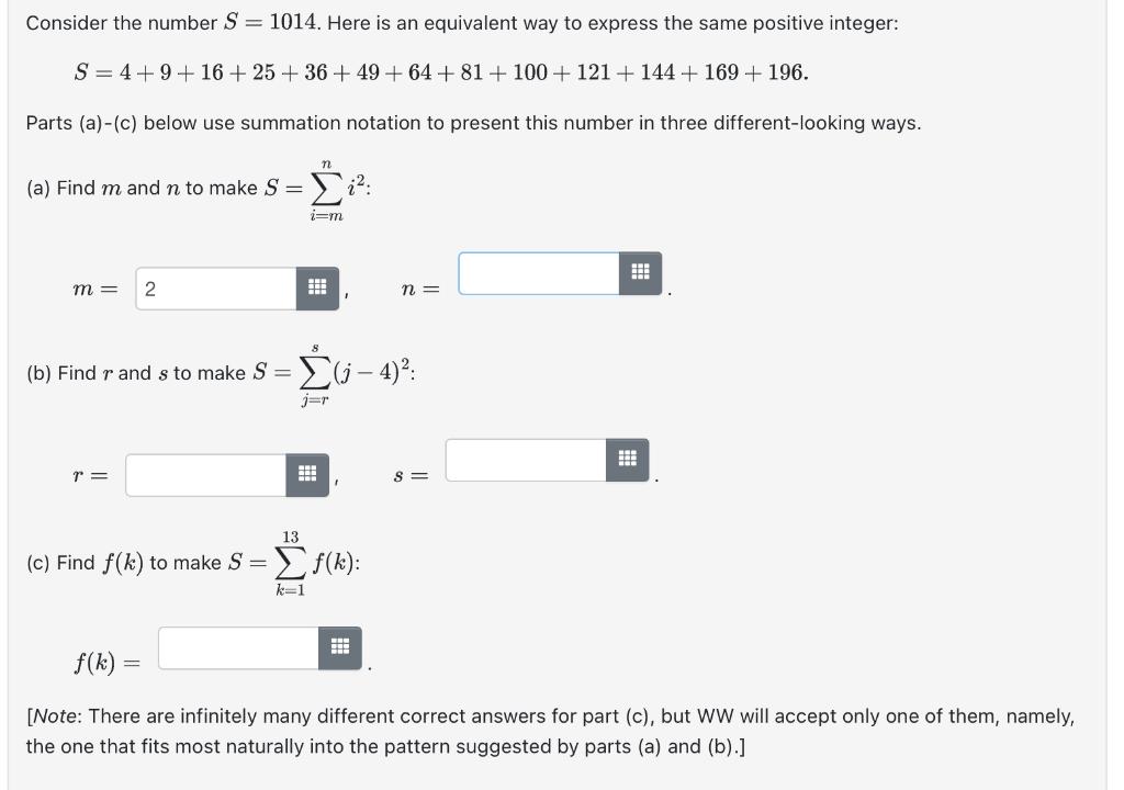 Solved Consider the number S=1014. Here is an equivalent way | Chegg.com