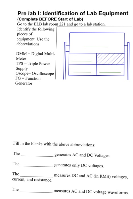 Pre lab l: Identification of Lab Equipment (Complete | Chegg.com