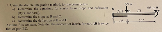Solved 4. Using the double integration method, for the beam | Chegg.com
