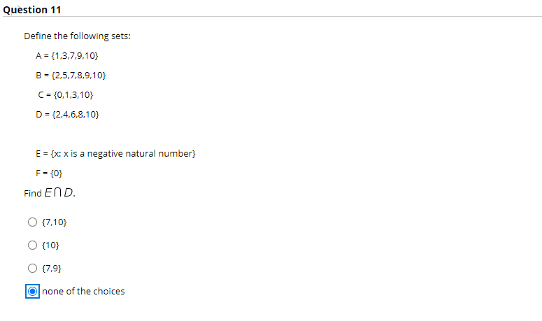 Solved Question 11 Define the following sets: A = | Chegg.com