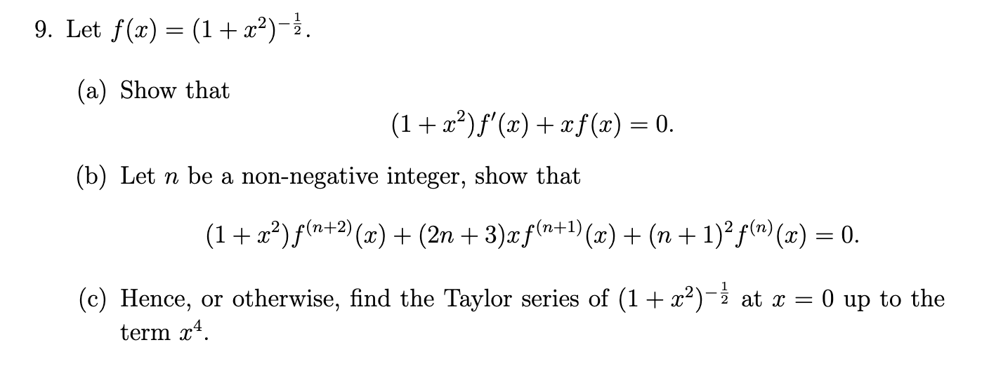 Solved Let f(x)=(1+x2)−21. (a) Show that | Chegg.com