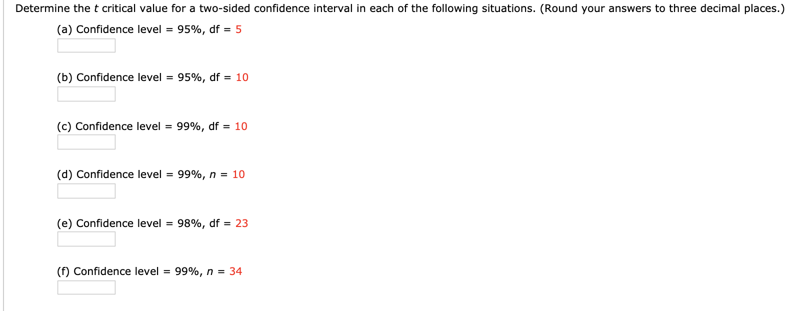 Solved Determine the t critical value for a two-sided | Chegg.com