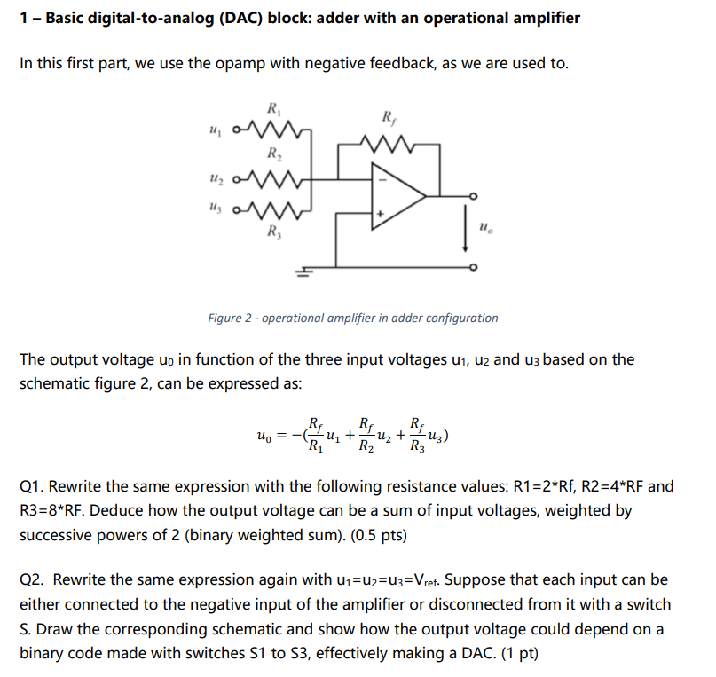 Solved 1 - Basic digital-to-analog (DAC) block: adder with | Chegg.com