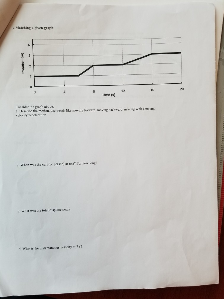 Solved 2. Drawing a position time graph: Draw the | Chegg.com
