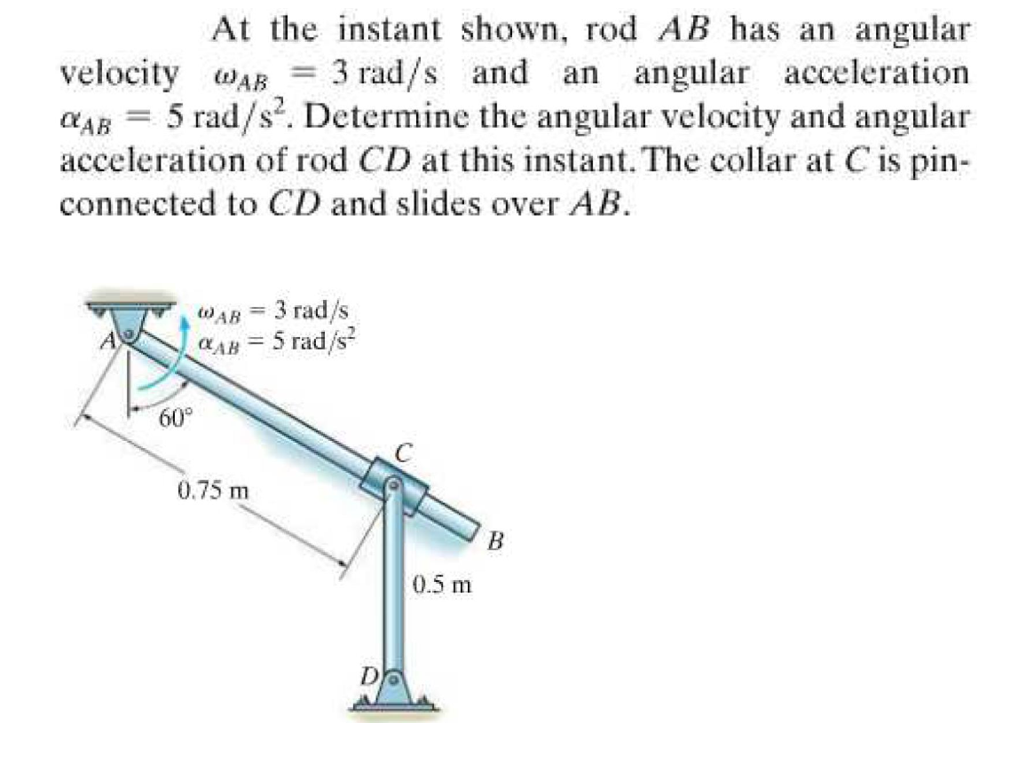 Solved At the instant shown, rod AB has an angular velocity | Chegg.com