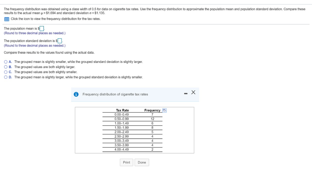 Solved The frequency distribution was obtained using a class | Chegg.com