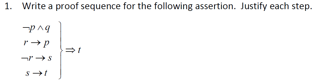 Solved 1. Write a proof sequence for the following | Chegg.com