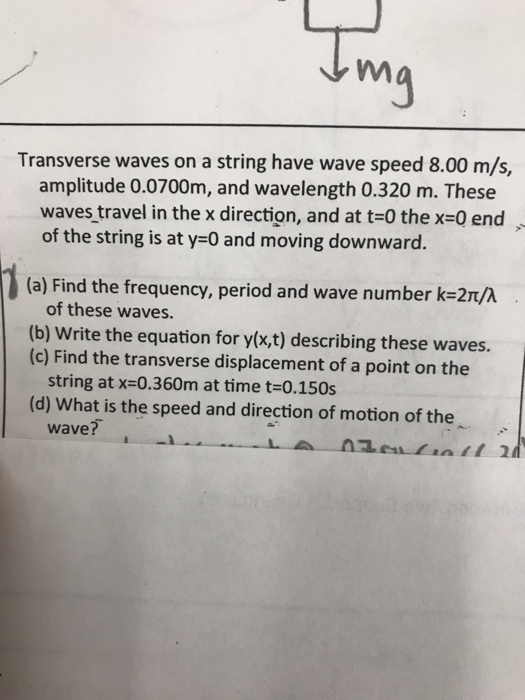 Solved Transverse waves on a string have wave speed 8.00 | Chegg.com