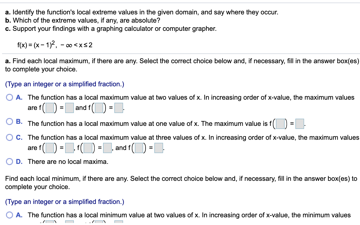 Solved a. Identify the function's local extreme values in | Chegg.com