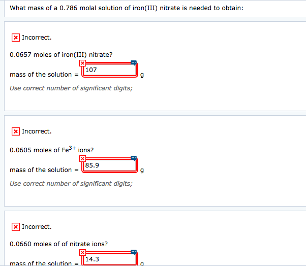 Solved Review Problem 12.062 XIncorrect. A solution of | Chegg.com