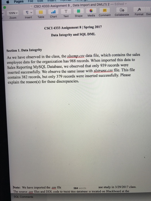 Solved Pages File Edit IHSult FUIllut CSCI 4333 Assignment 8 | Chegg.com