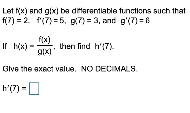 Solved Let F X And G X Be Differentiable Functions Such