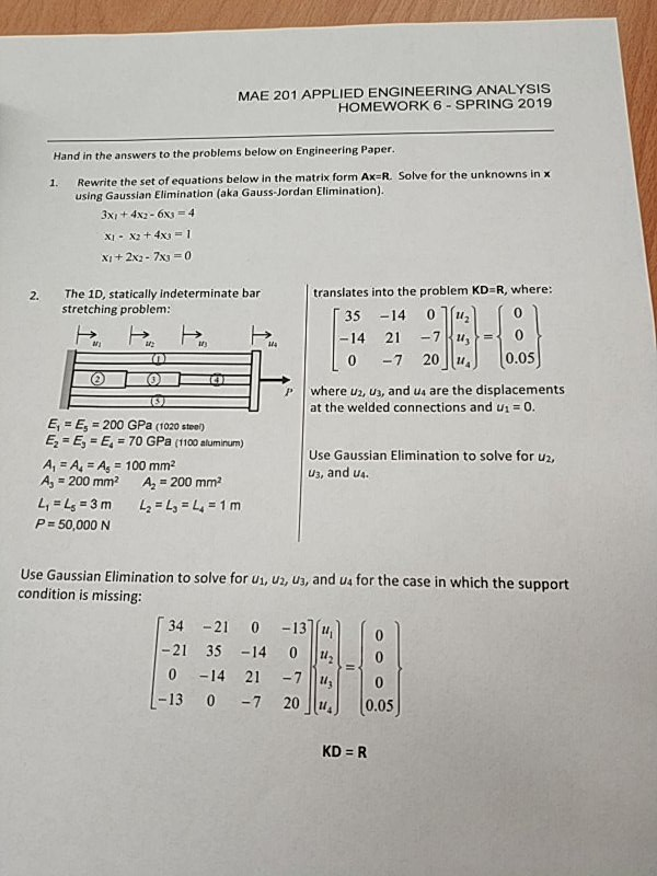 Solved MAE 201 APPLIED ENGINEERING ANALYSIS HOMEWORK 6 | Chegg.com