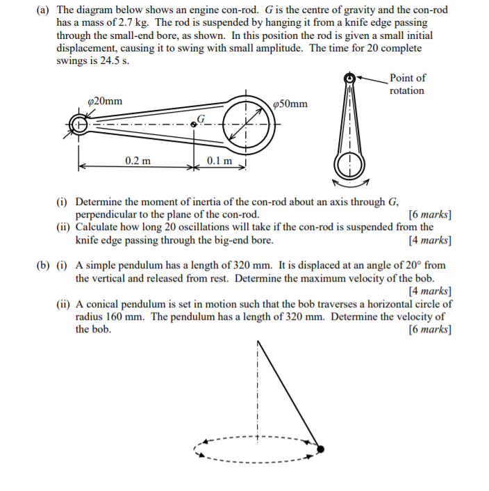 Solved (a) The diagram below shows an engine con-rod. G is | Chegg.com