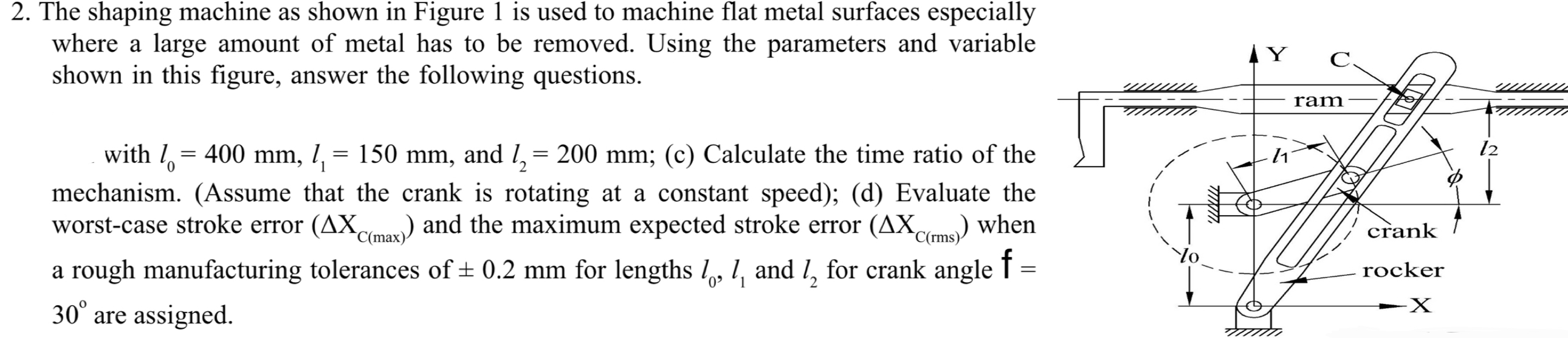 Solved The shaping machine as shown in Figure 1 is used to | Chegg.com
