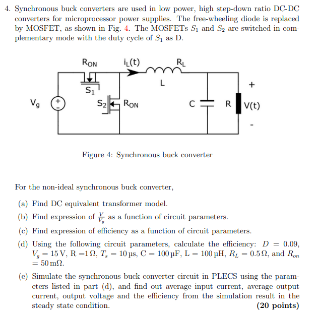 Solved 4. Synchronous buck converters are used in low power, | Chegg.com