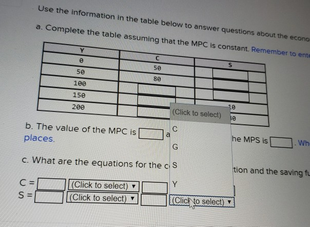 Solved Use the information in the table below to answer | Chegg.com