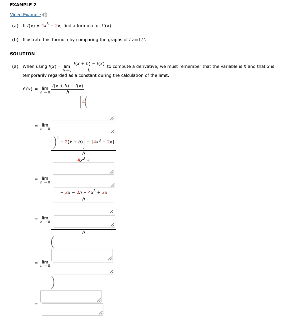 Solved EXAMPLE 2 Video Example (a) If f(x) = 4x3 - 2x, find | Chegg.com