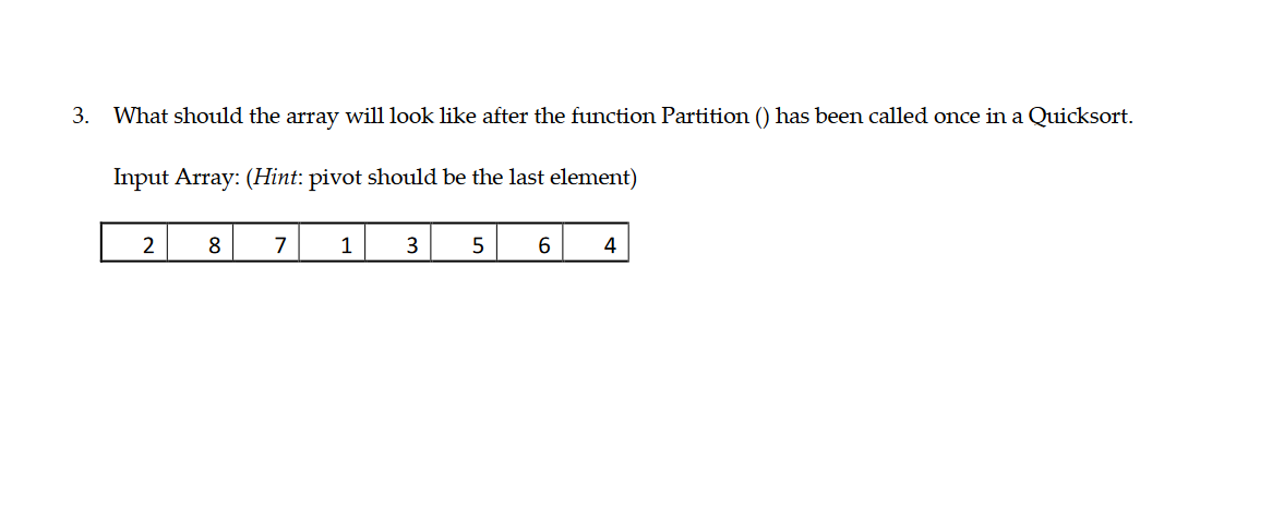 Solved 3. What should the array will look like after the | Chegg.com
