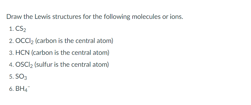 Solved Draw the Lewis structures for the following molecules | Chegg.com