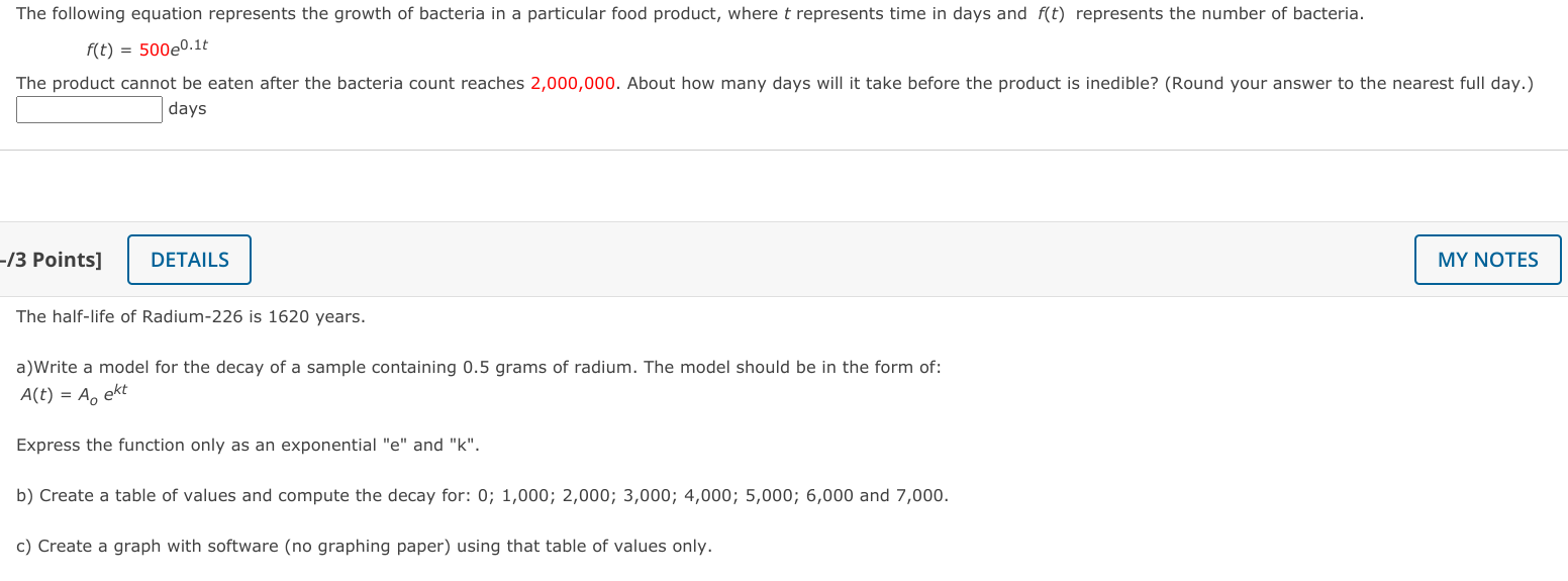 Solved The following equation represents the growth of | Chegg.com