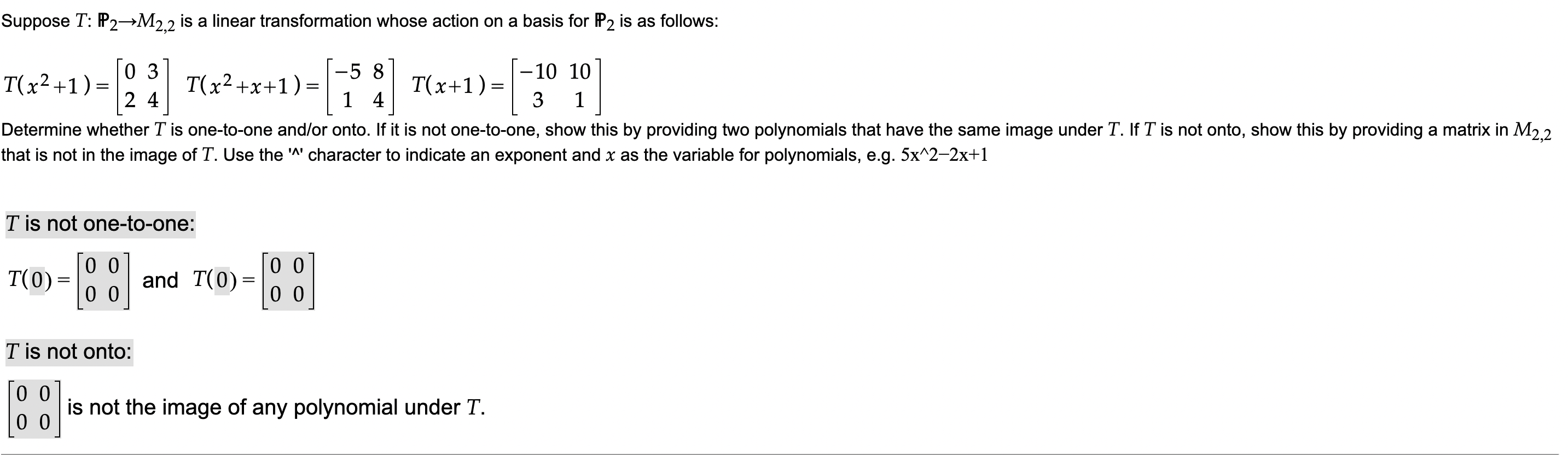 Solved Suppose T:P2→M2,2 is a linear transformation whose | Chegg.com