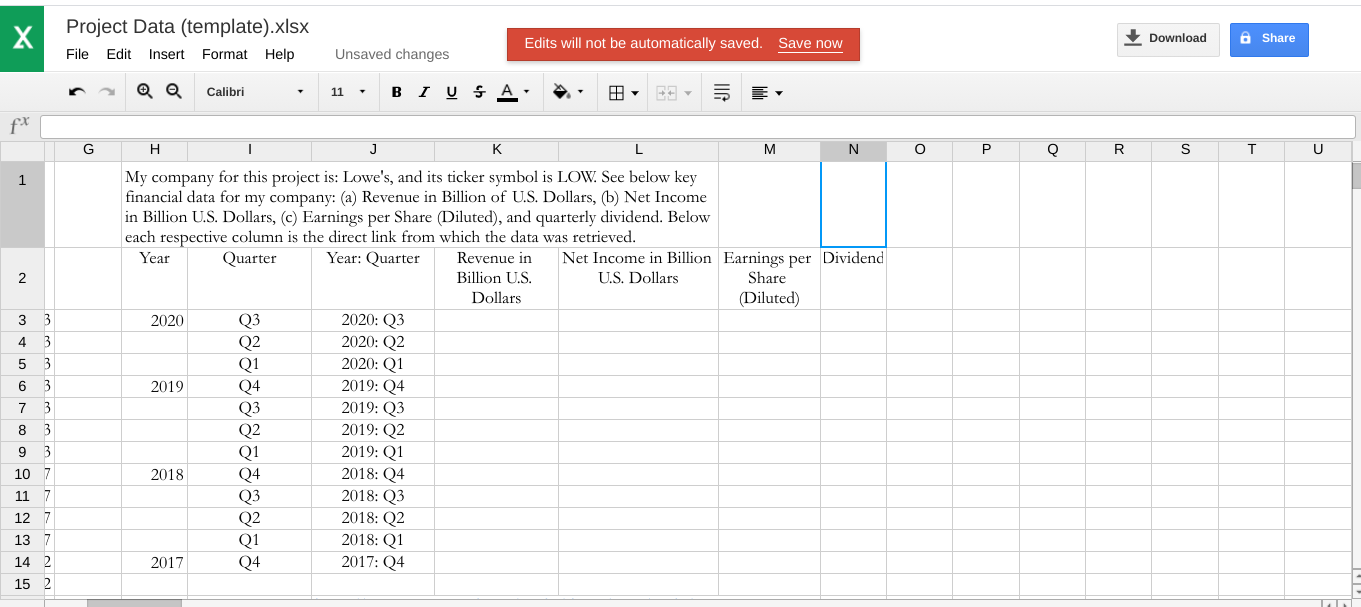 Solved X Project Data (template).xlsx File Edit Insert | Chegg.com