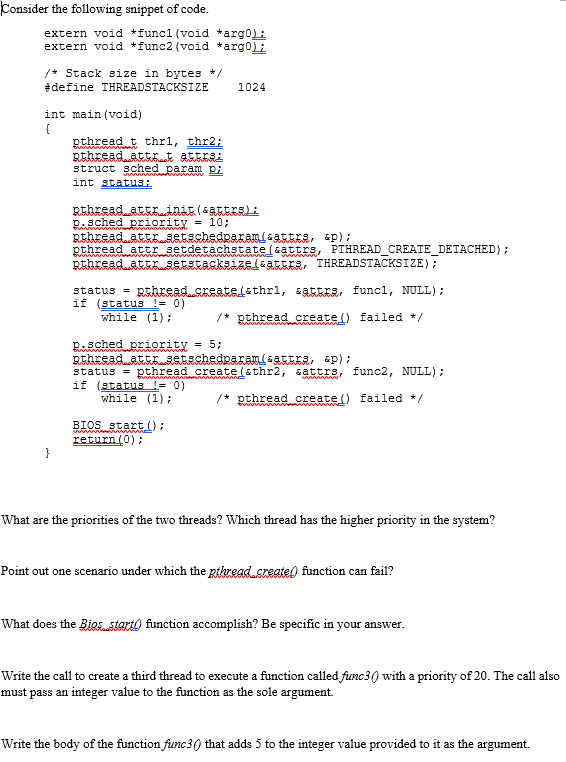 Solved Consider the following snippet of code. extern void | Chegg.com