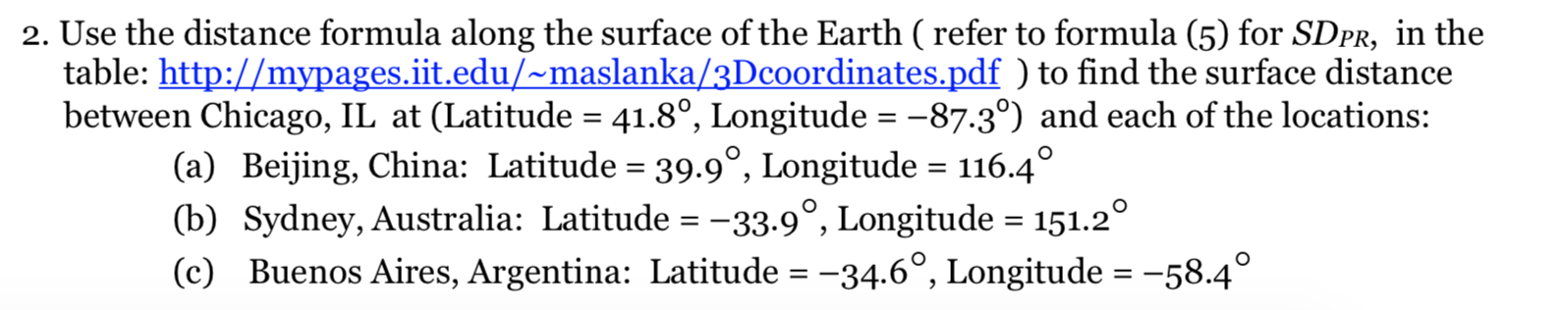 Solved 2. Use the distance formula along the surface of the | Chegg.com