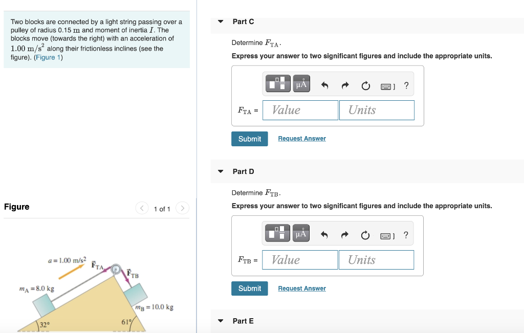 Solved Part C Two blocks are connected by a light string | Chegg.com