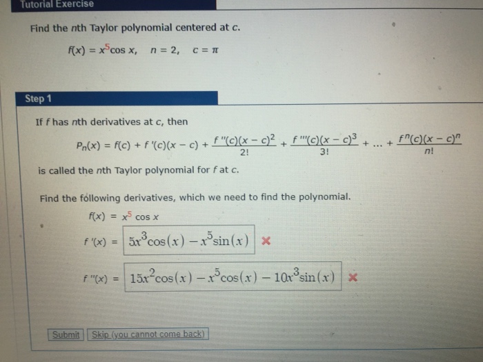 Solved Tutorial Exercise Find the nth Taylor polynomial | Chegg.com