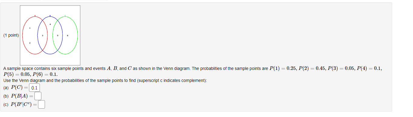 Solved -0 (1 point) A sample space contains six sample | Chegg.com