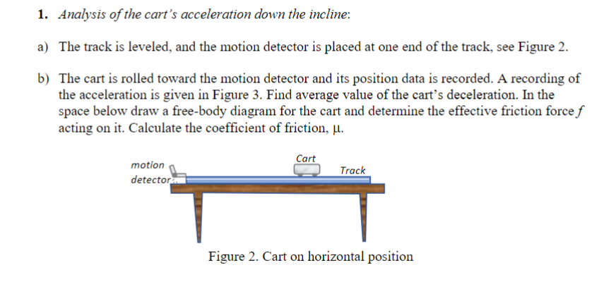 1. Analysis of the cart's acceleration down the | Chegg.com