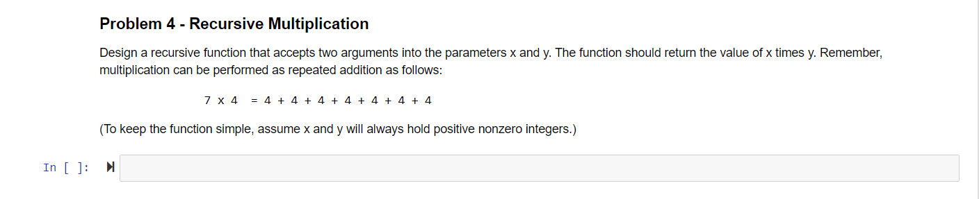 Solved Problem 4 - Recursive Multiplication Design a | Chegg.com