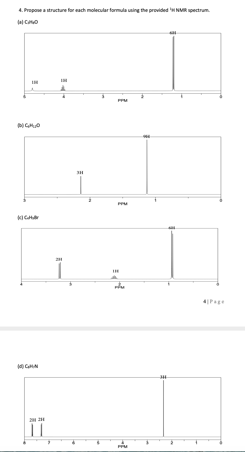 Solved 4. Propose a structure for each molecular formula | Chegg.com