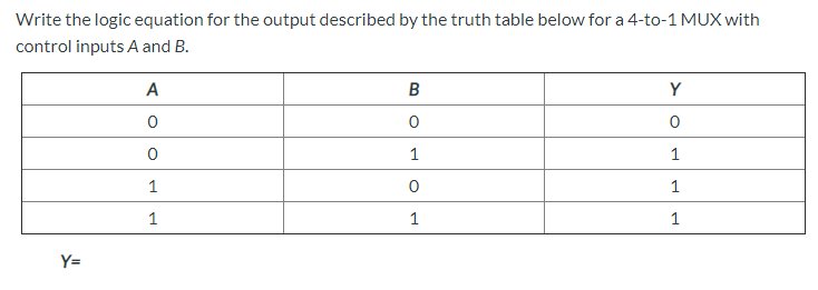 Solved Write the logic equation for the output described by | Chegg.com