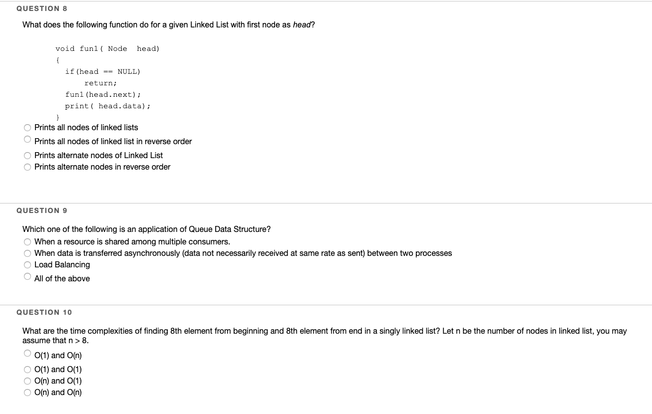 Solved QUESTION 8 What does the following function do for a | Chegg.com