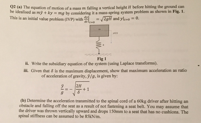 Solved The equation of motion of a mass m falling a vertical | Chegg.com