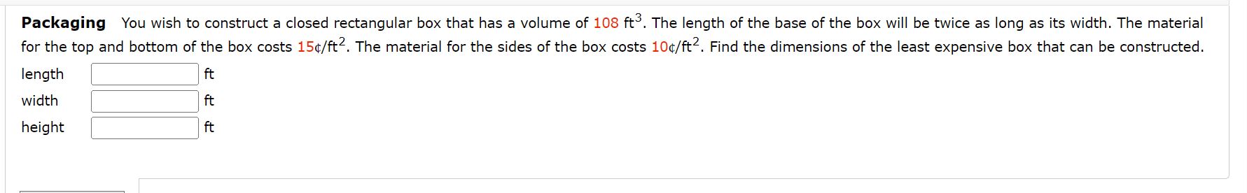Solved Packaging You wish to construct a closed rectangular | Chegg.com