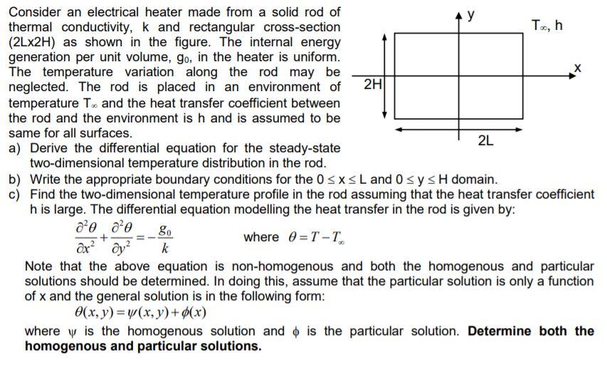 Solved Consider an electrical heater made from a solid rod | Chegg.com