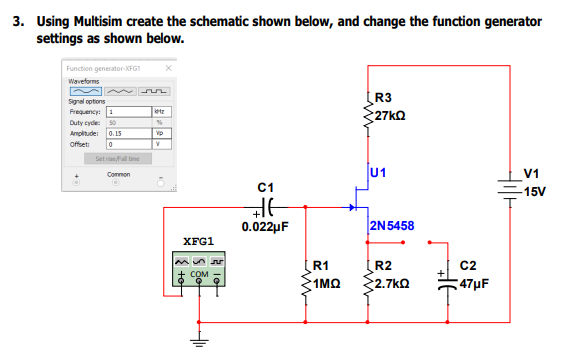 Solved 3. Using Multisim create the schematic shown below, | Chegg.com
