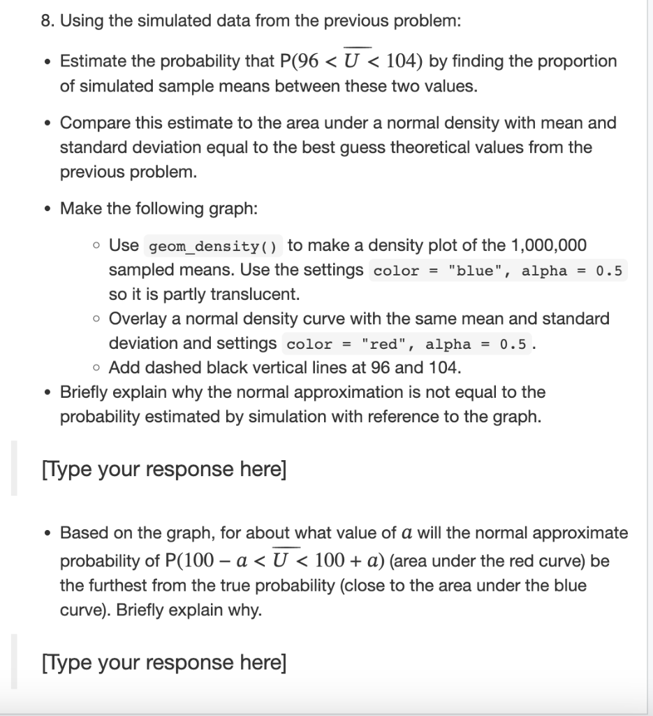 Solved 8. Using the simulated data from the previous | Chegg.com