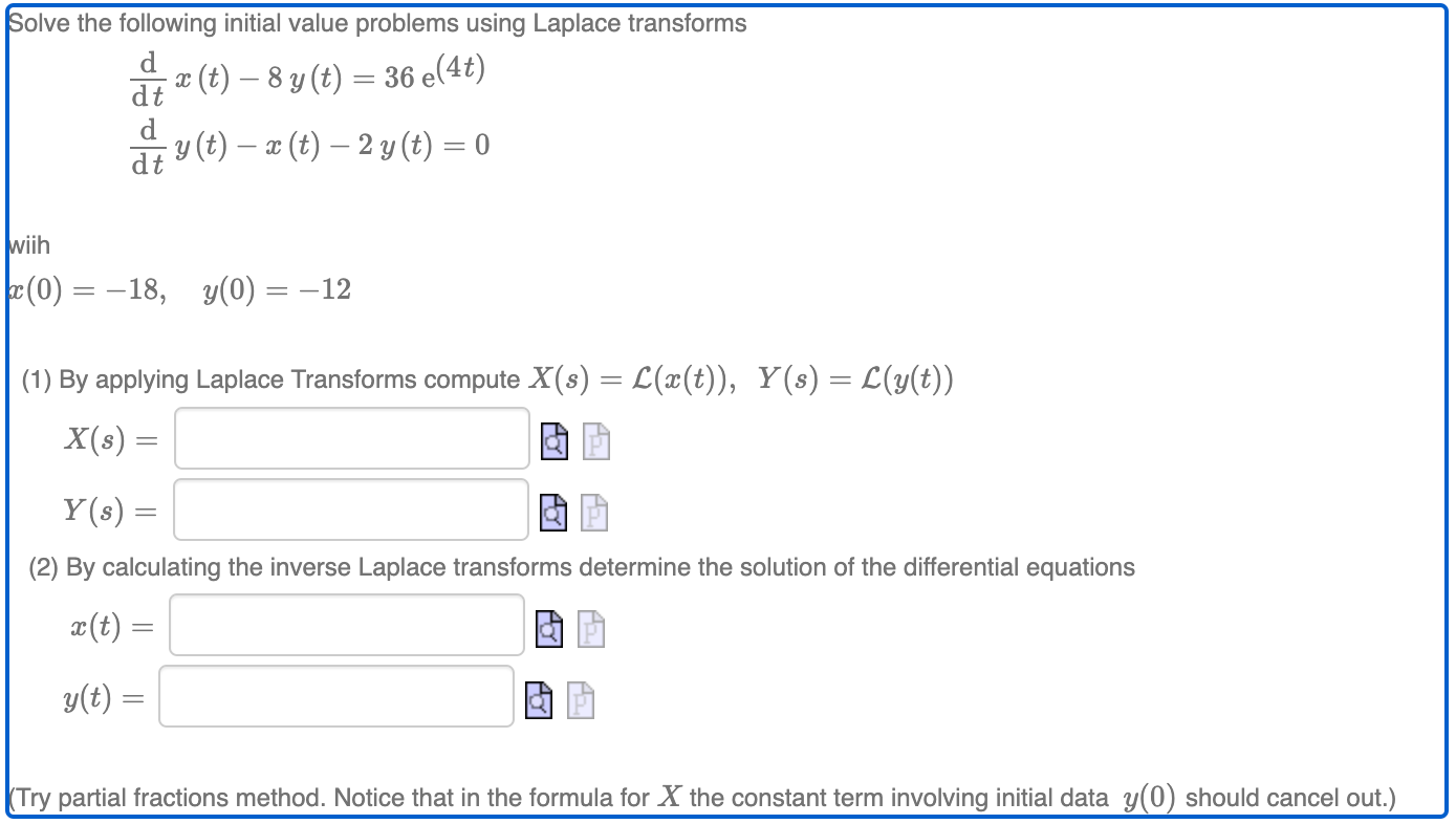 Solved Solve the following initial value problems using | Chegg.com