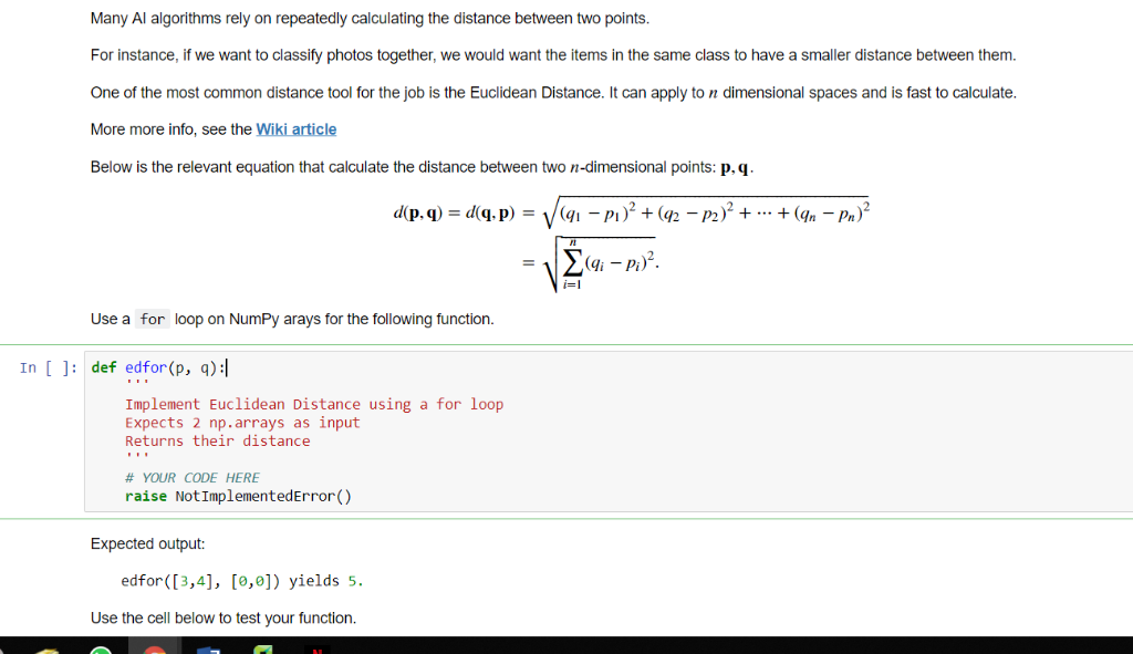 Squared Euclidean Distance Numpy