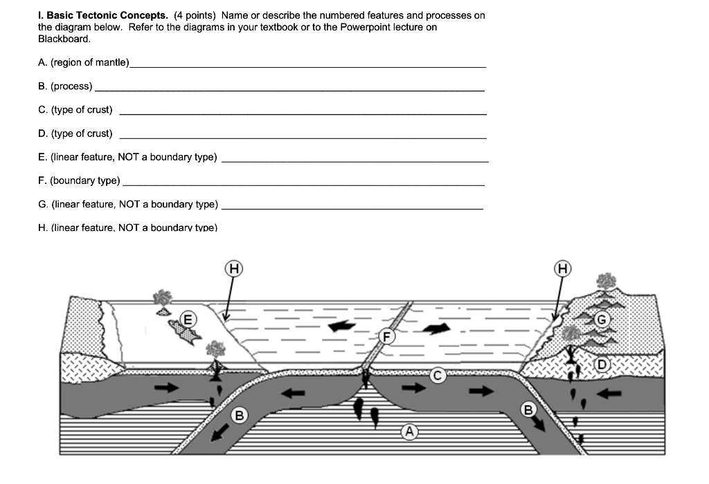 Solved I. Basic Tectonic Concepts. (4 points) Name or | Chegg.com