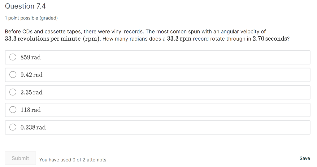 Solved Question 7.4 1 point possible (graded) Before CDs and | Chegg.com